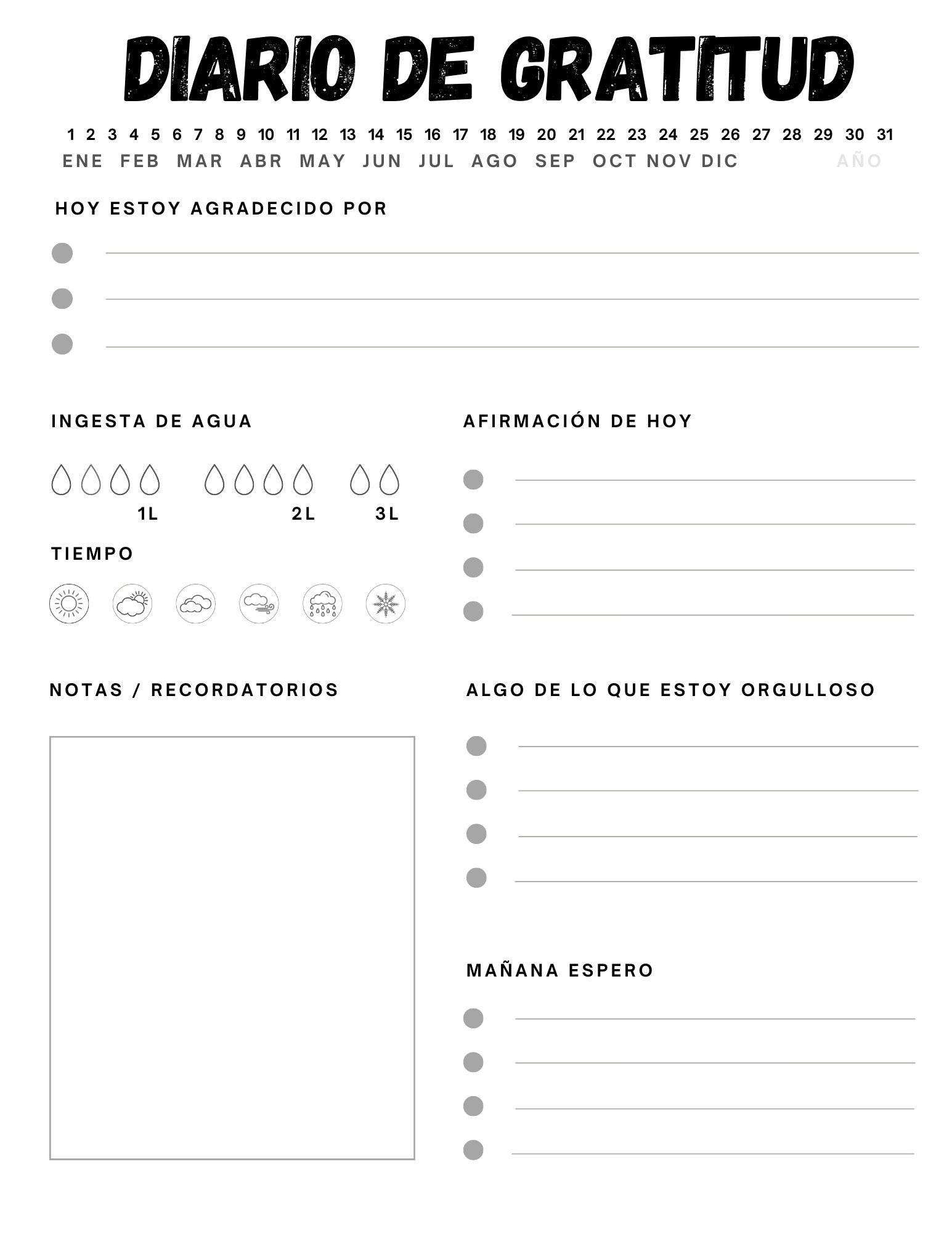 Diario De Gratitud Para Imprimir En Español Diario De Gratitud ...