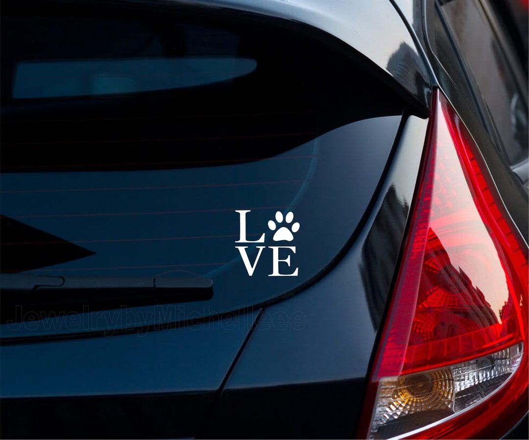Love Dog With Paw Print Vinyl Decal Sticker, Car,window, Laptop, Gift ...