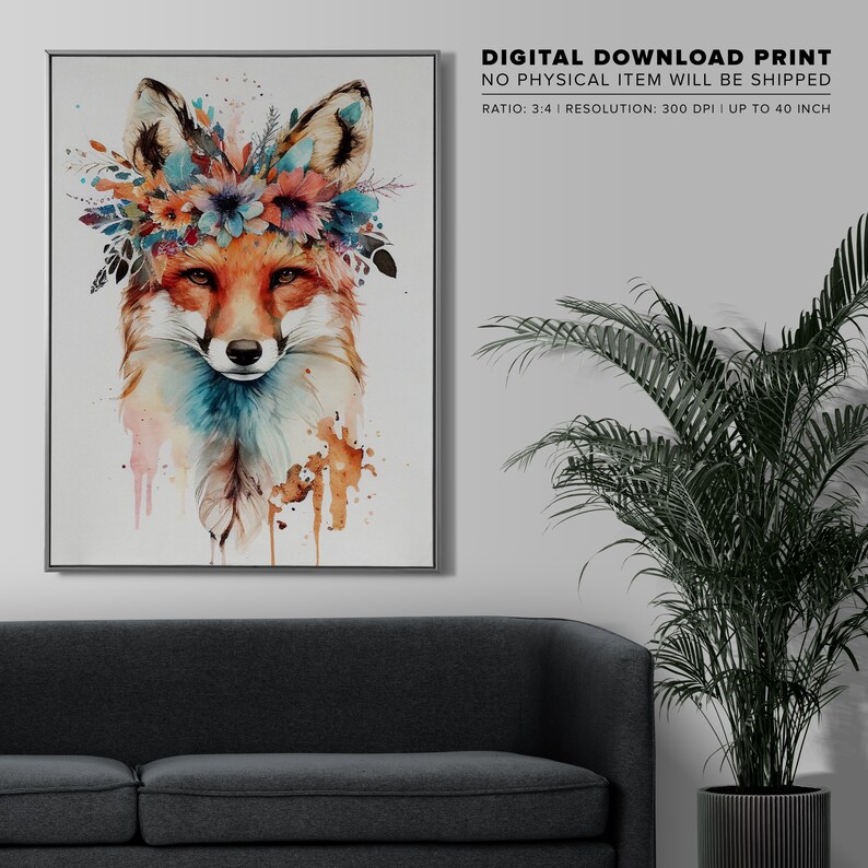 Wildflower Fox - A Whimsical and Bohemian Portrait of a Furry Friend ...