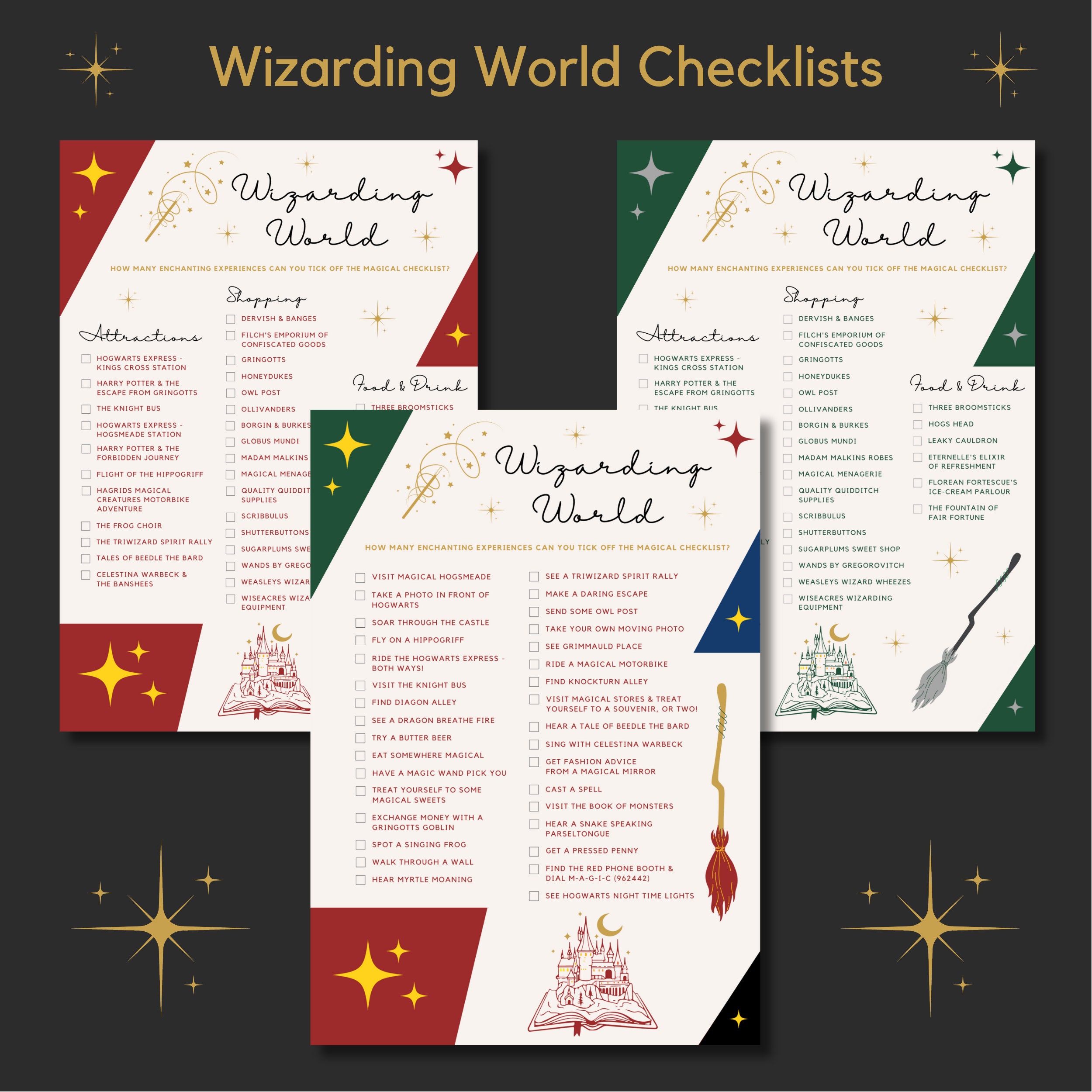 Wizarding World Universal ORLANDO Checklists. Printable Digital ...