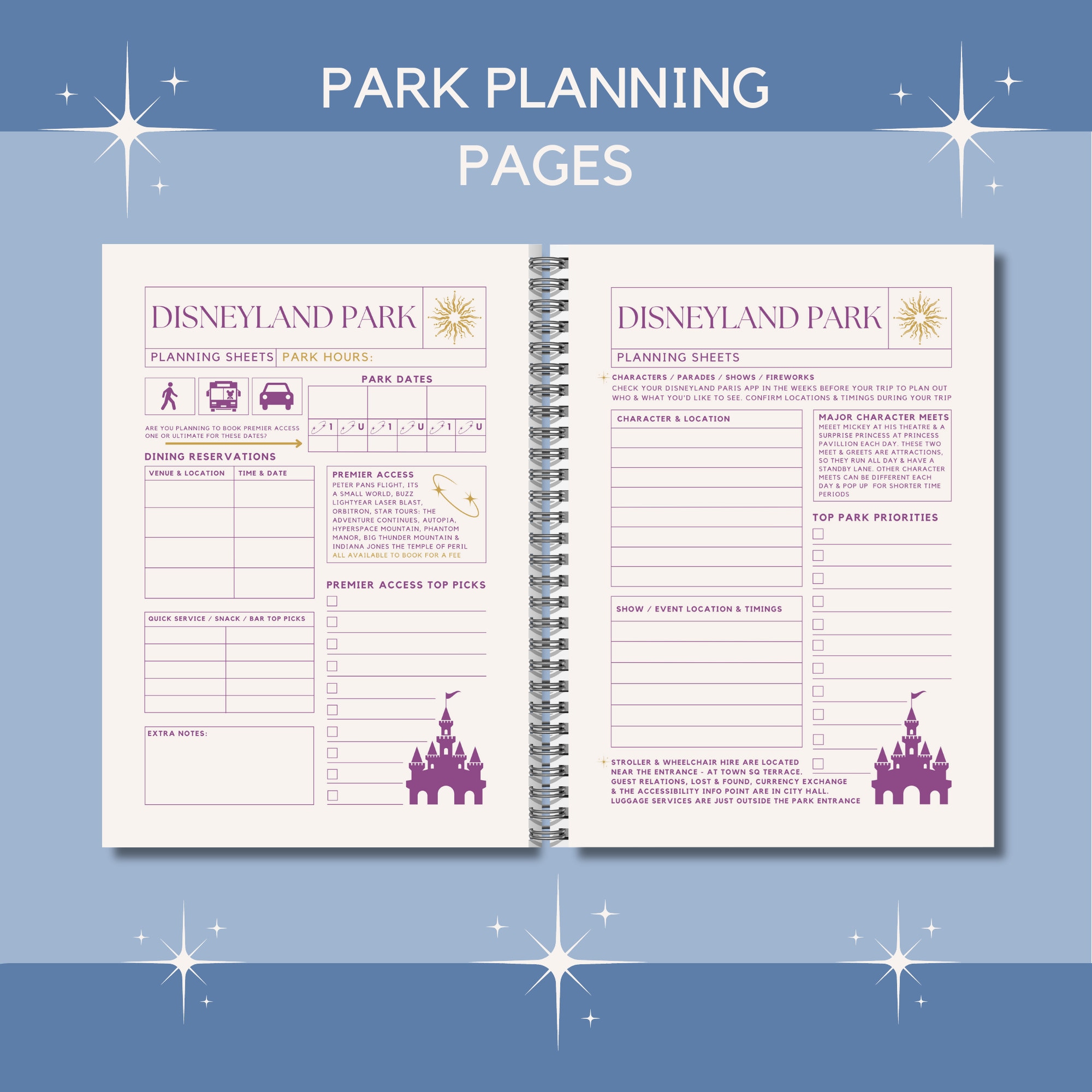 Disneyland Paris Planner. Instant Printable Download - Etsy