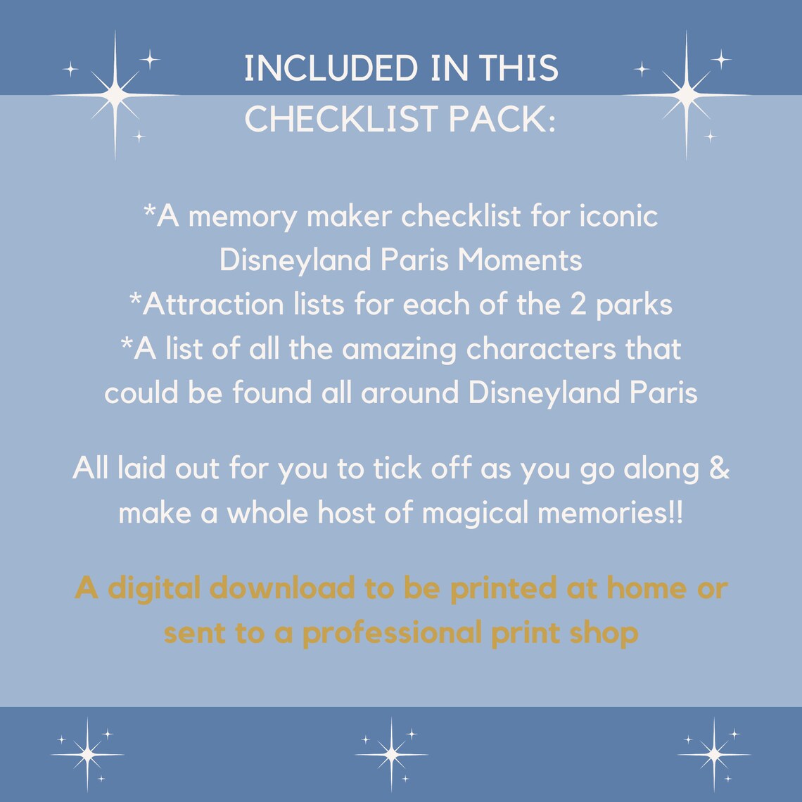 Disneyland Paris Checklist. Printable Digital Download - Etsy UK
