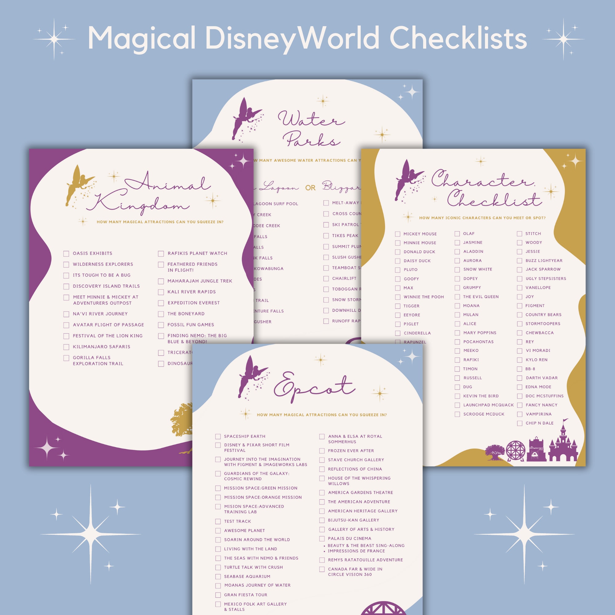 Disneyworld Checklists. Printable Digital Download - Etsy