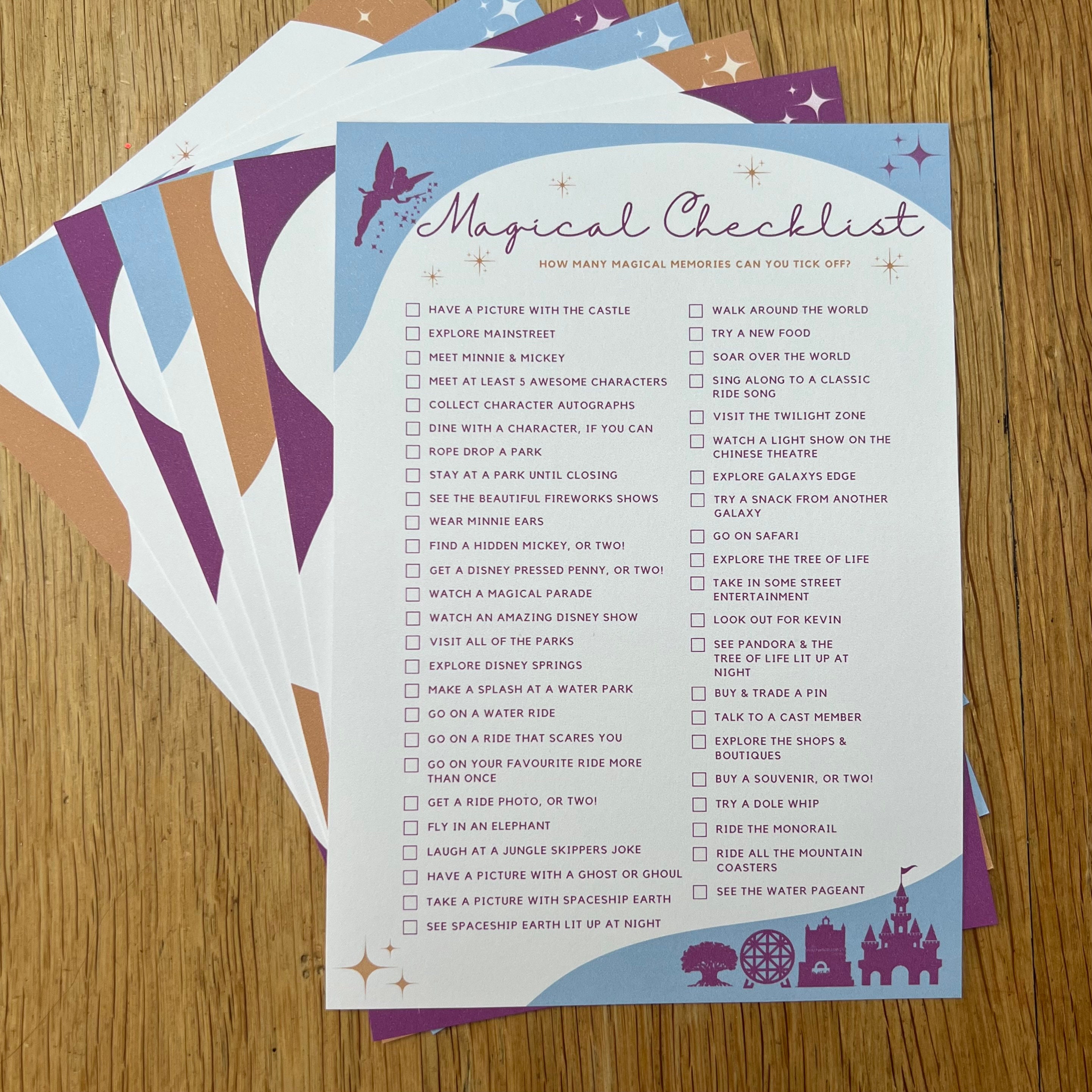 Disneyworld Checklists. Memory Making Checklists - Etsy