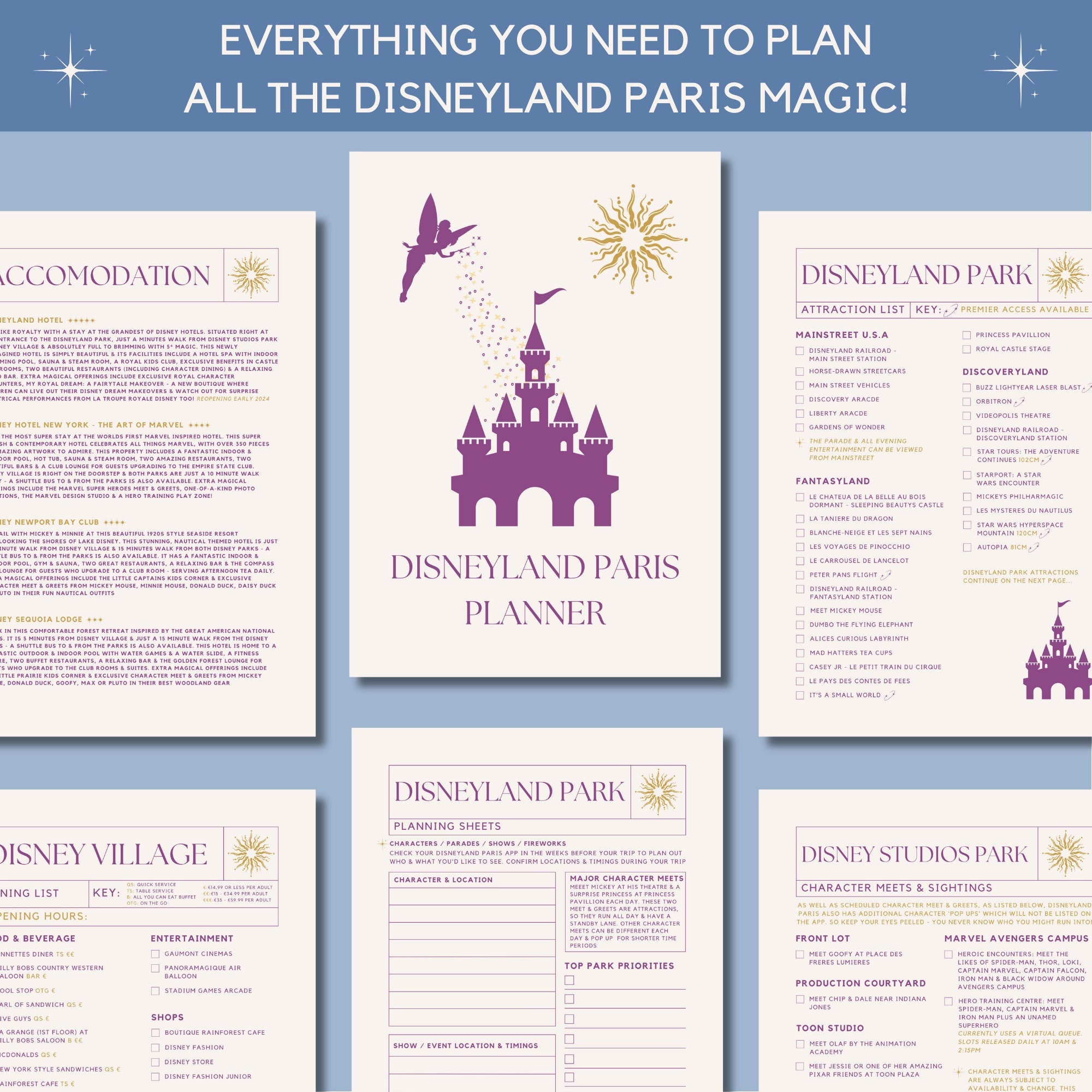 Disneyland Paris Planner. Instant Printable Download - Etsy