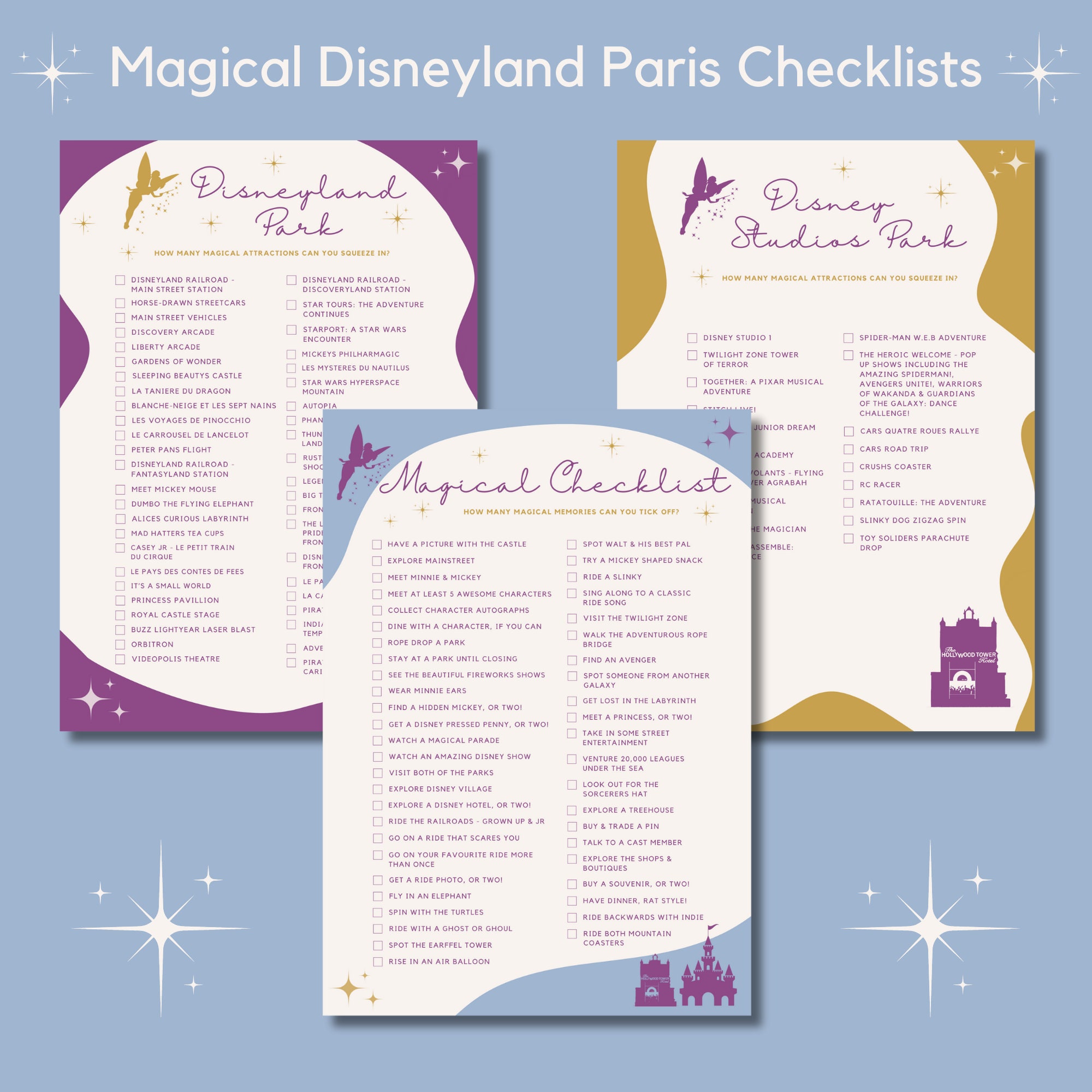 Disneyland Paris Checklist. Printable Digital Download - Etsy UK