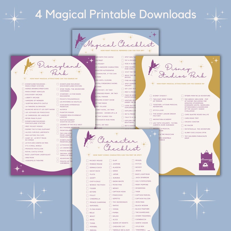 Disneyland Paris Checklist. Printable Digital Download - Etsy