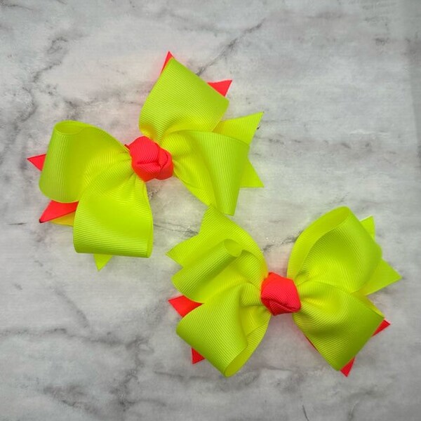 Neon Yellow Bow - Etsy