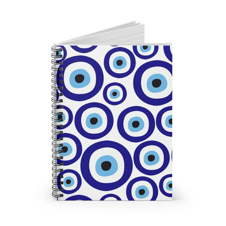 Evil Eye Spiral Notebook - Ruled Line, 8x6x.6 Inch Journal Stationary ...