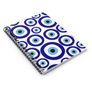 Evil Eye Spiral Notebook - Ruled Line, 8x6x.6 Inch Journal Stationary ...