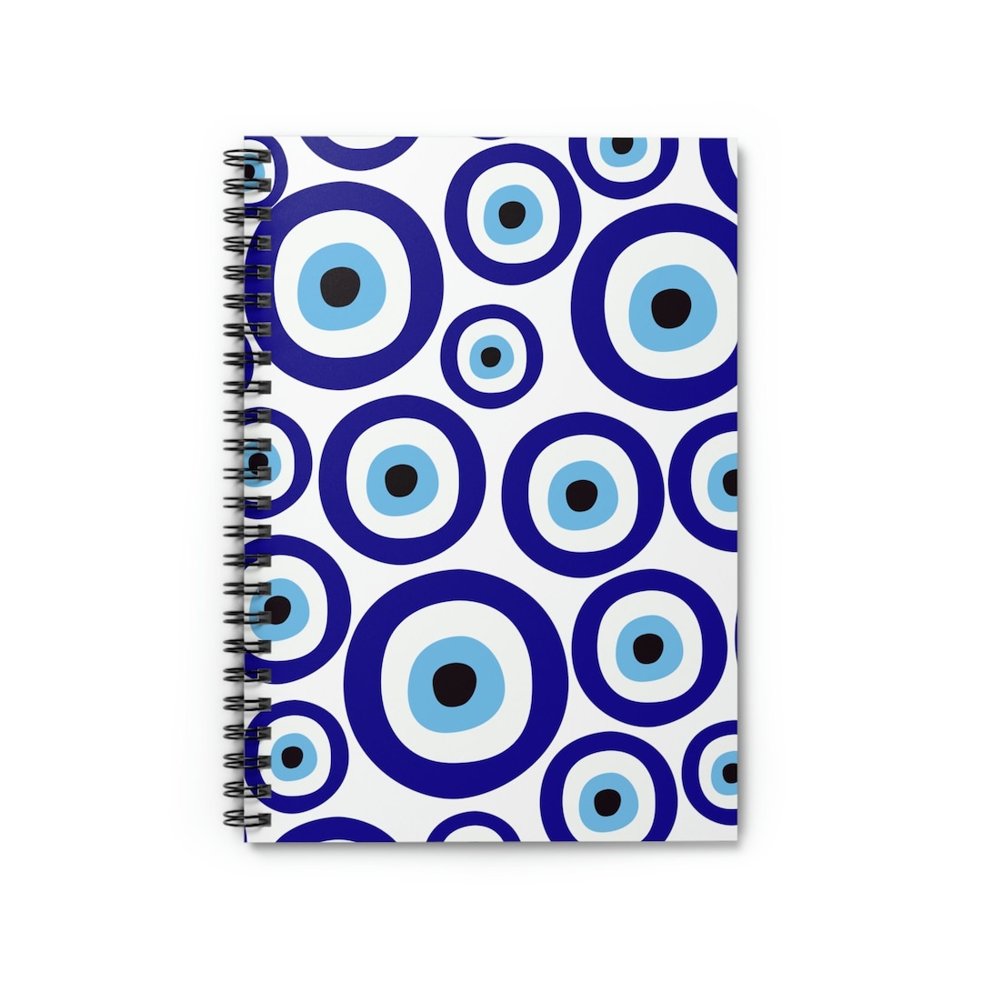 Evil Eye Spiral Notebook - Ruled Line, 8x6x.6 Inch Journal Stationary ...