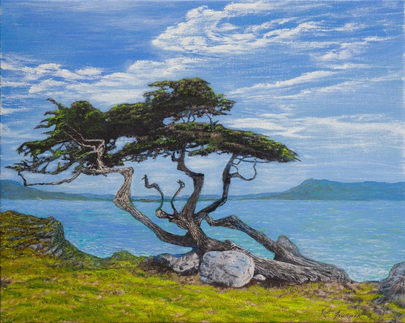 Greeting Card of the Monterey Cypress Painting - Etsy