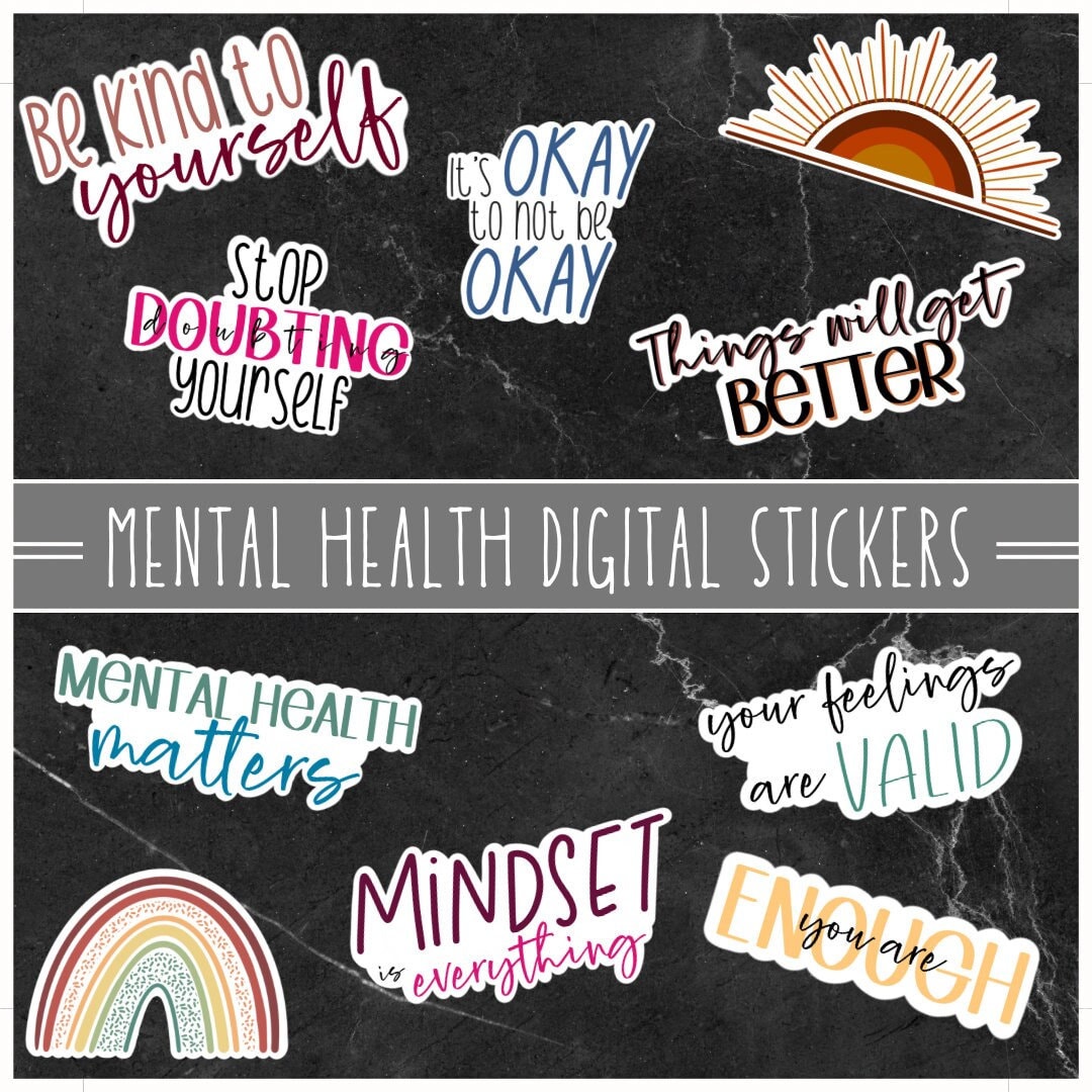 Mental Health Digital Sticker Pack Digital PNG Planner - Etsy