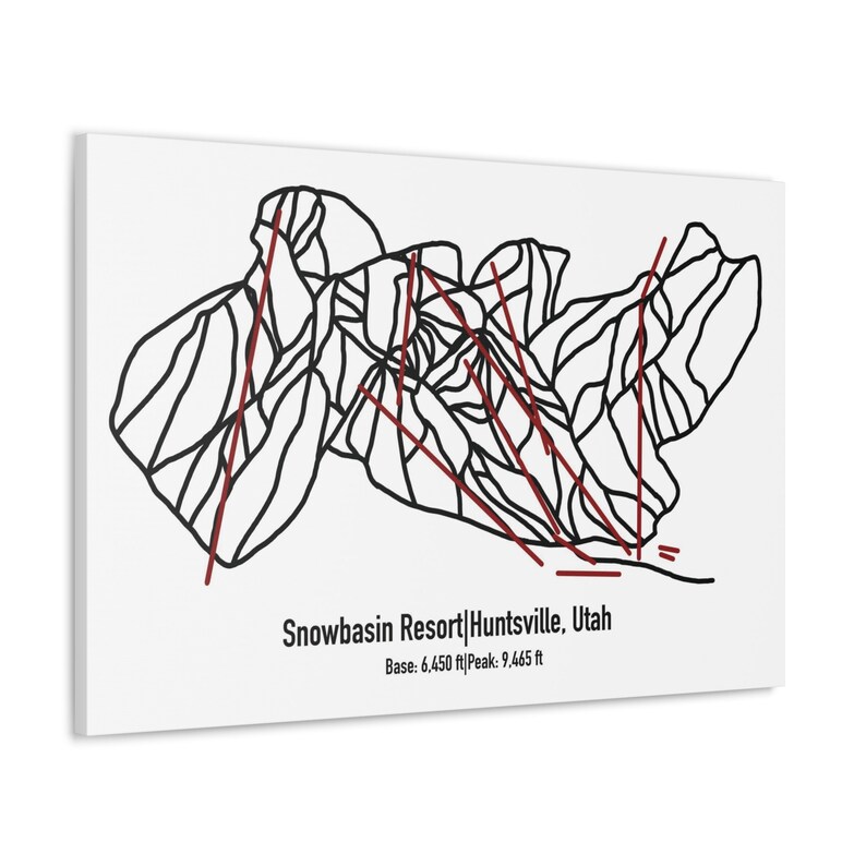 Snowbasin Resort Modern Canvas Map With Lifts - Etsy