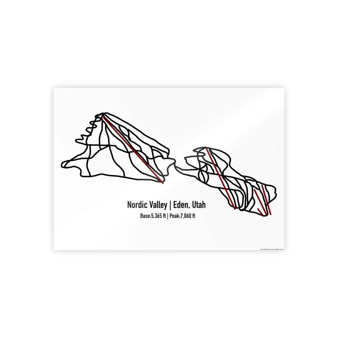 Nordic Valley Resort Modern Ski Map Print With Lifts - Etsy