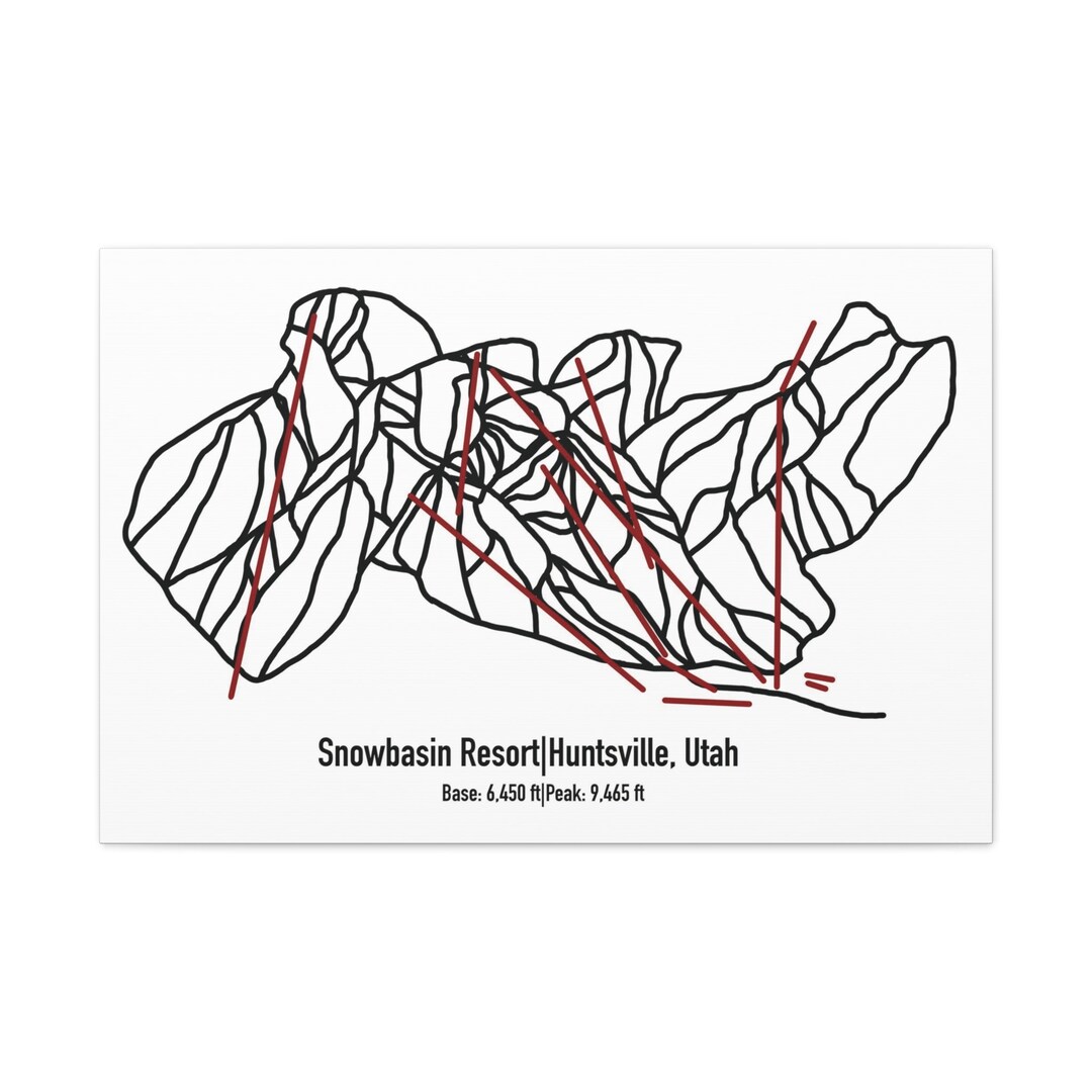 Snowbasin Resort Modern Canvas Map With Lifts - Etsy