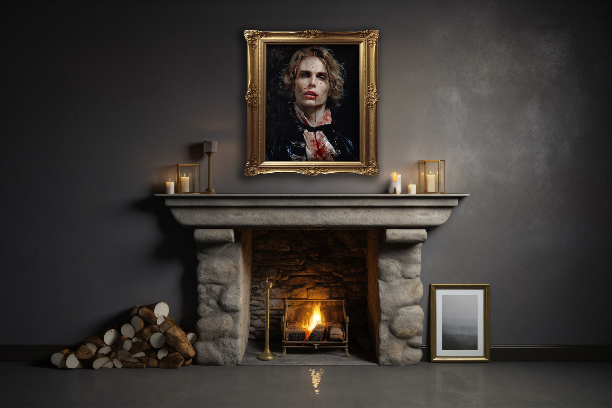 Midnight Craving | Vampire Painting Poster Print | Dark Academia Wall ...