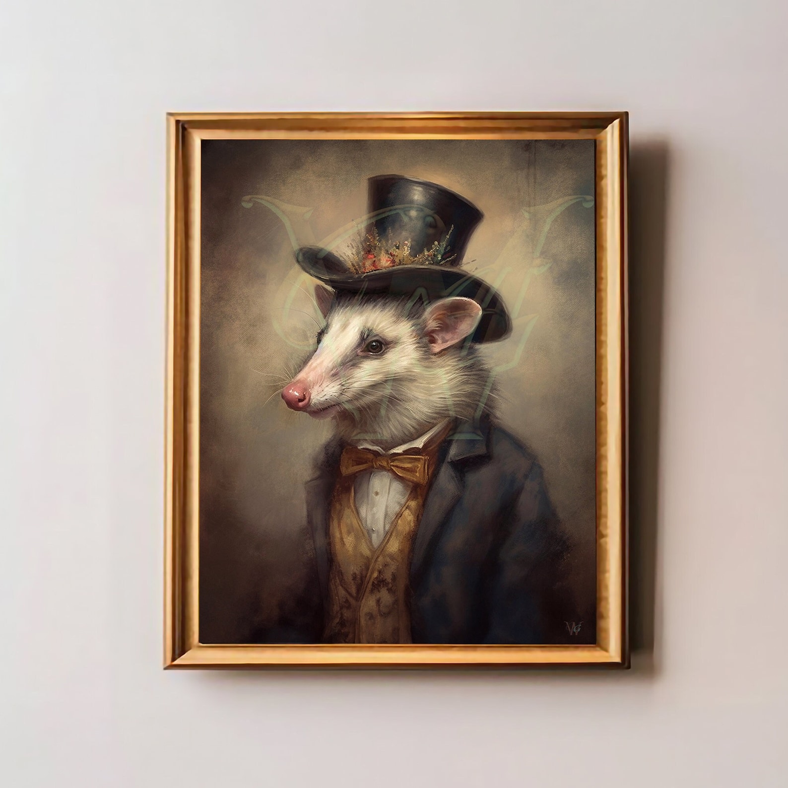 Vintage Opossum Portrait, Possum Lover Gift, Funny Home Decor Print ...