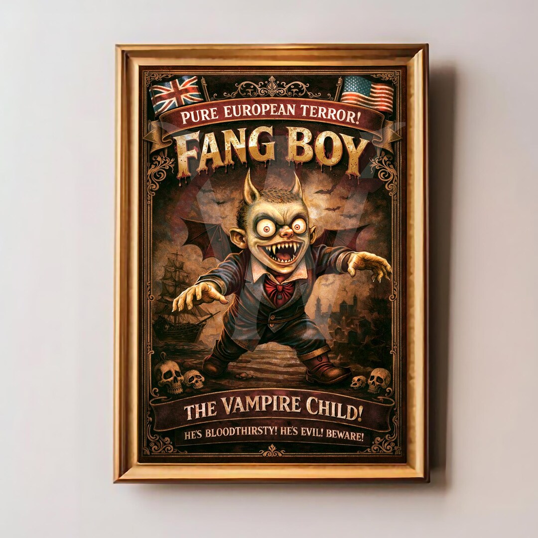 Fang Boy – Victorian Vampire Sideshow Poster | Gothic Horror Art Print ...