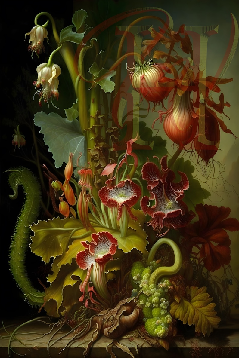 Carnivorous Plant, Botanical Print, Man Eating Plant, Little Shop of ...