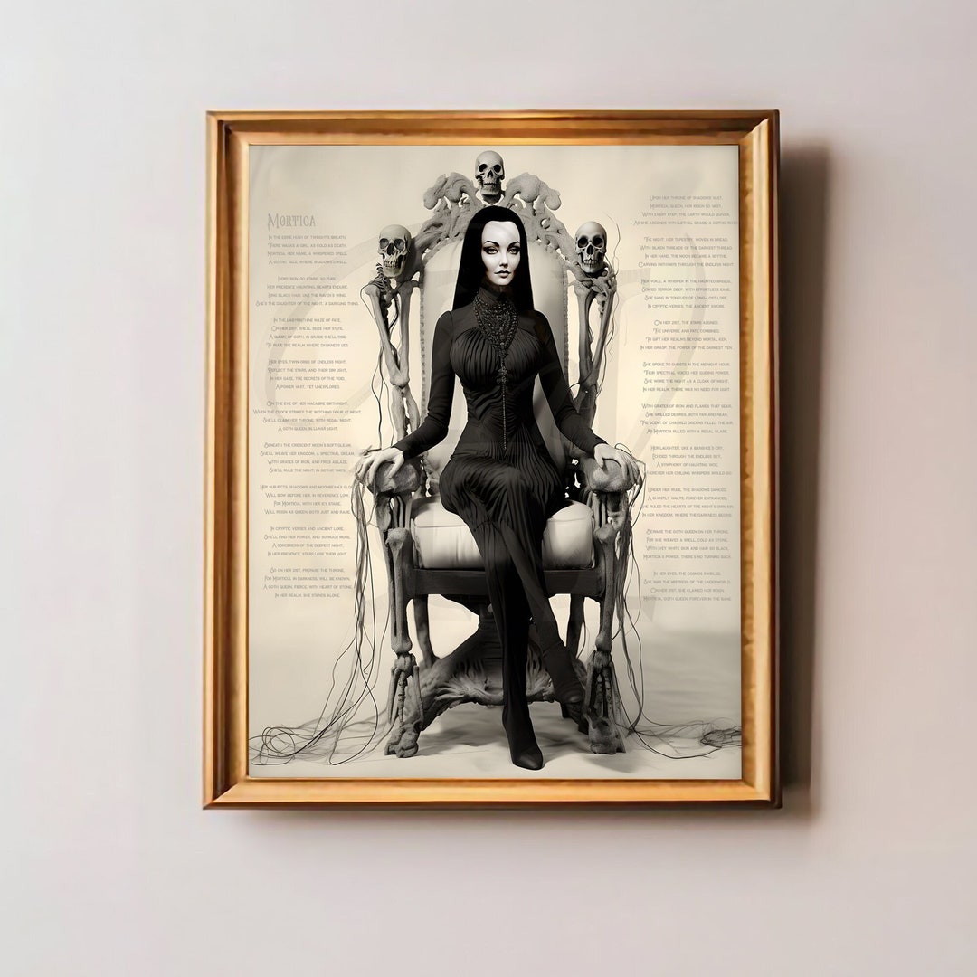Morticia The Queen Of Goths Halloween Poster Fall Decor Art Poster Print Monster Art