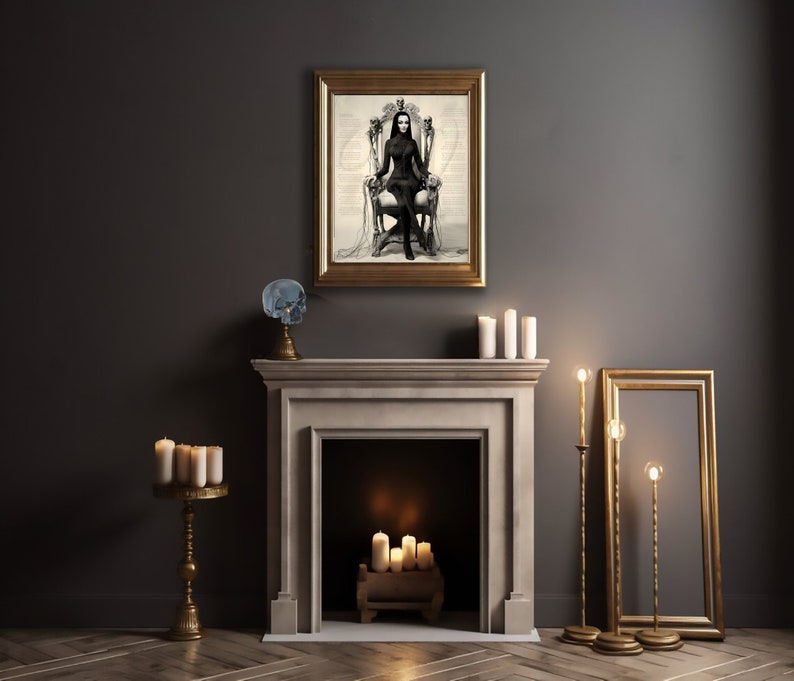 Morticia The Queen Of Goths Halloween Poster Fall Decor Art Poster Print Monster Art