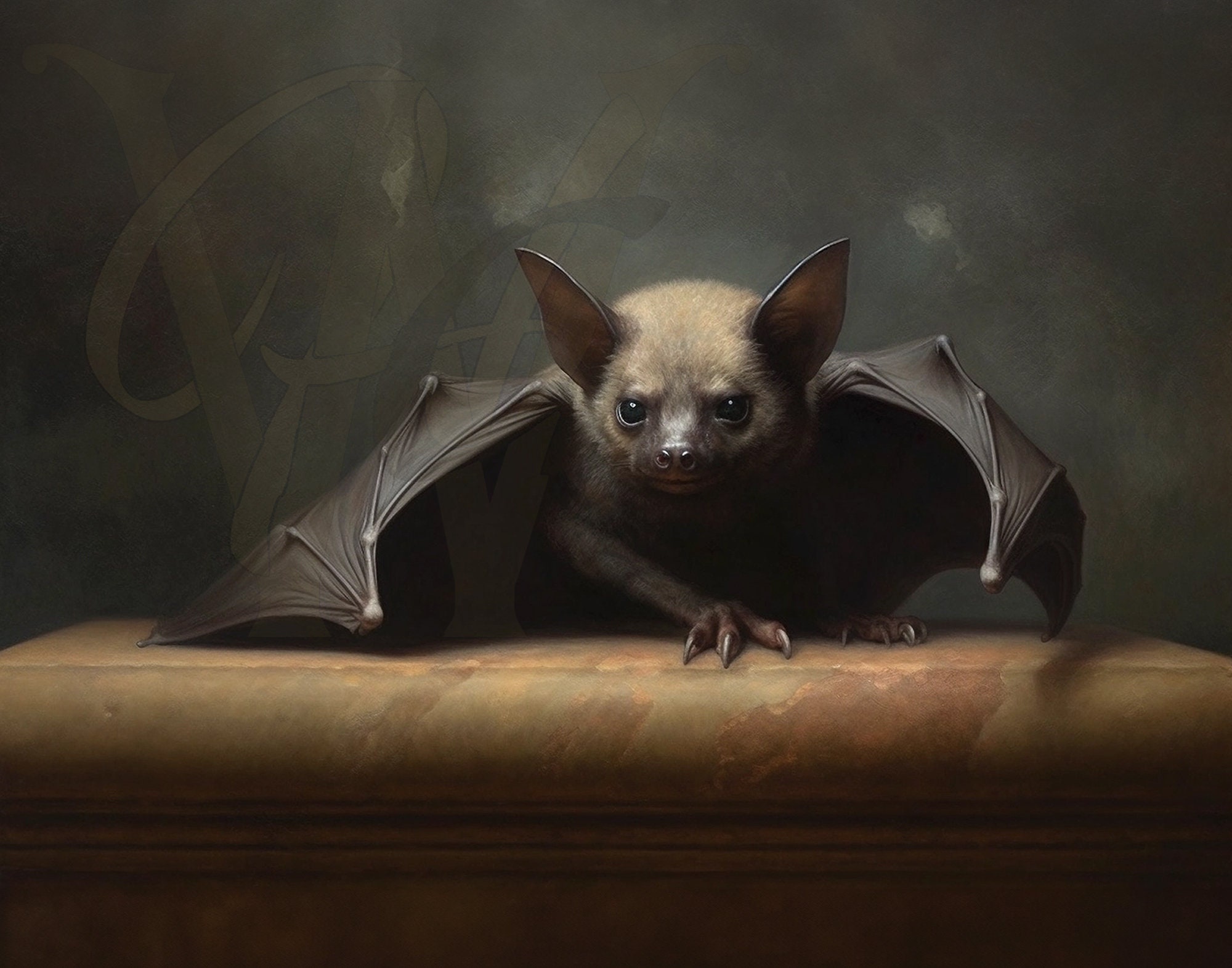 Babby Bat Print, Vintage Baroque, Renaissance Vampire Decor, Dark ...