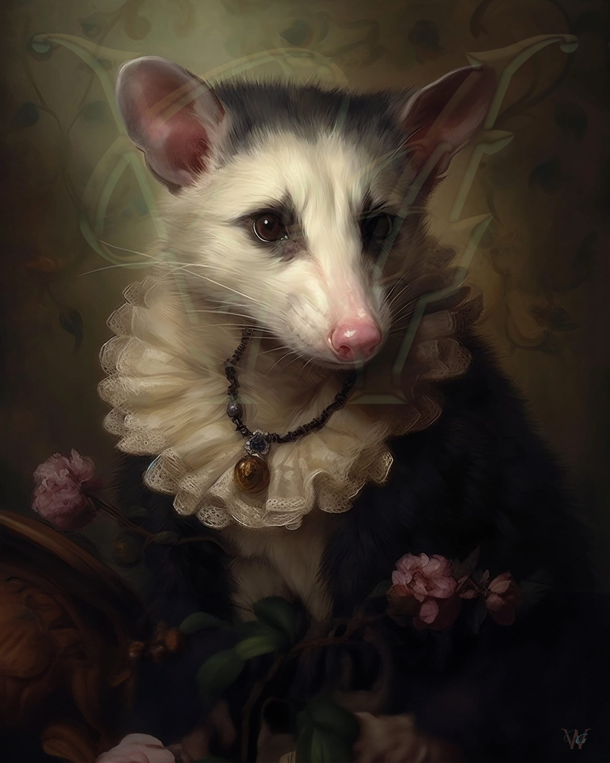 Vintage Possum Portrait, Opossum Portrait ,possum Lover Gifts, Animal ...