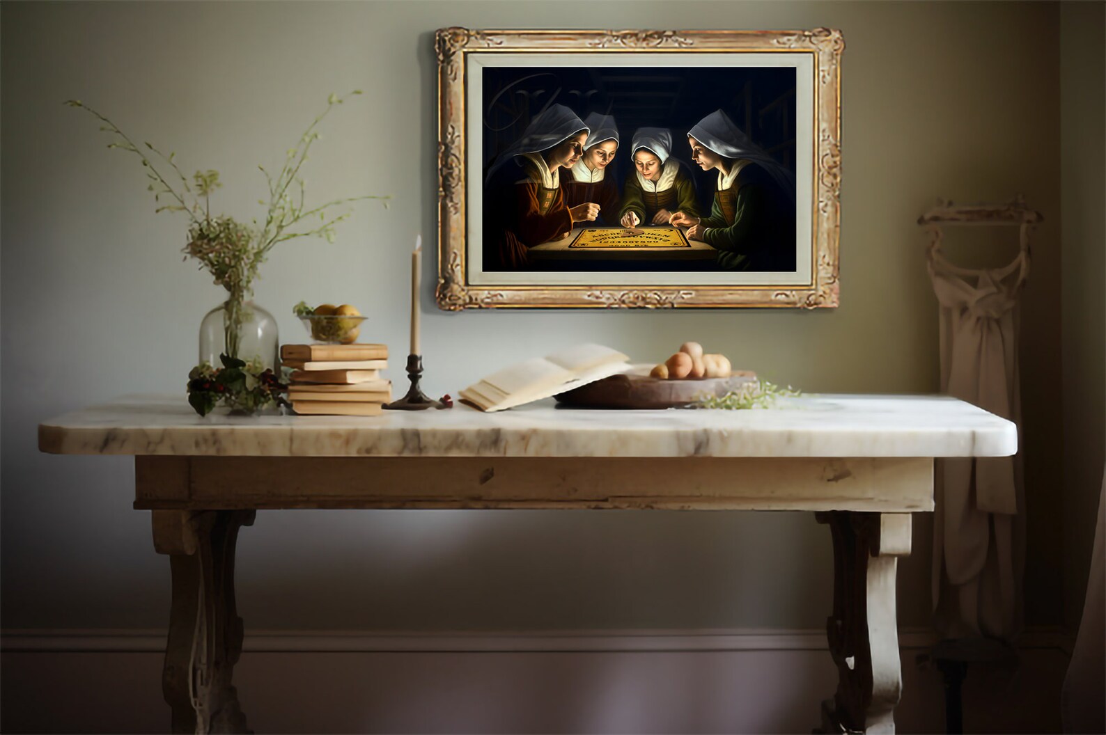 Salem Witches Ouija Board Portrait, Colonial Fine Art Print - Etsy