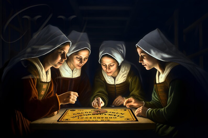 Salem Witches Ouija Board Portrait, Colonial Fine Art Print - Etsy