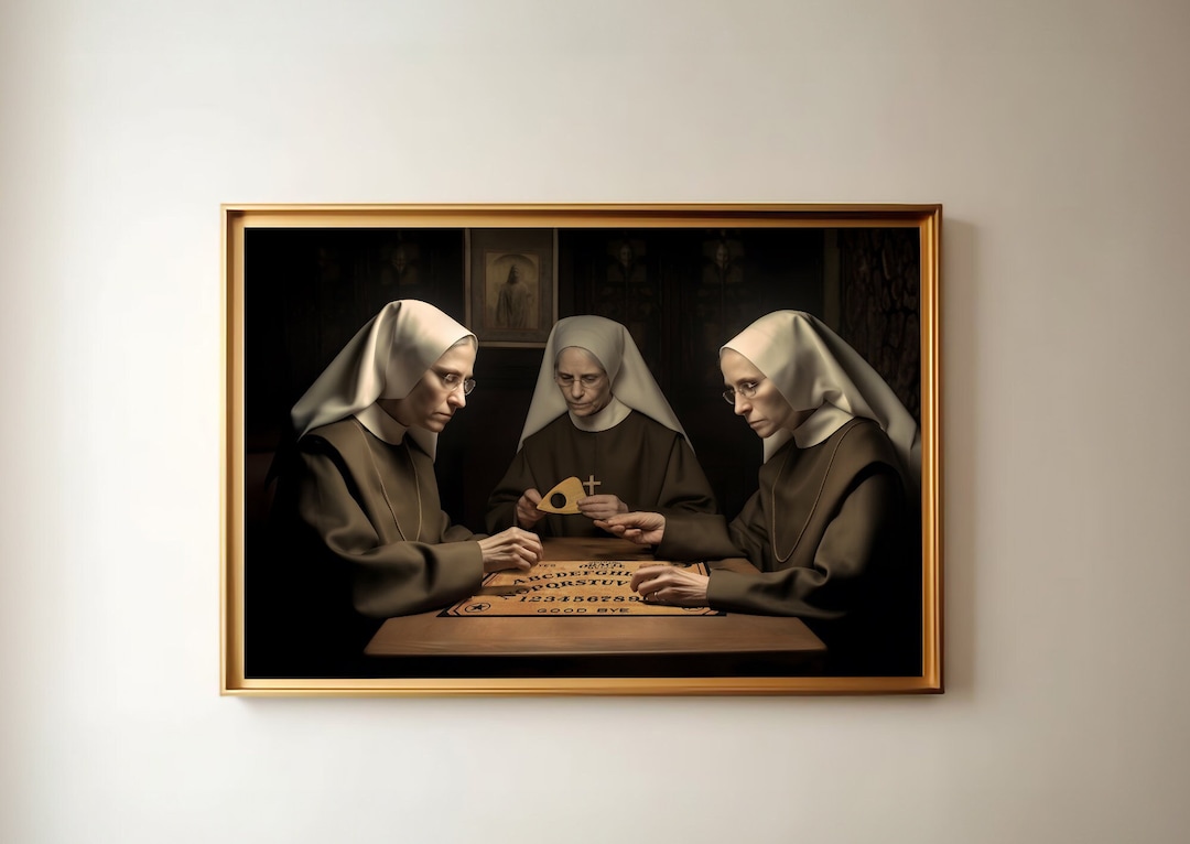 Ouija Board and Nuns, Funny Wall Art, Nun Vintage Wall Art, Occult ...
