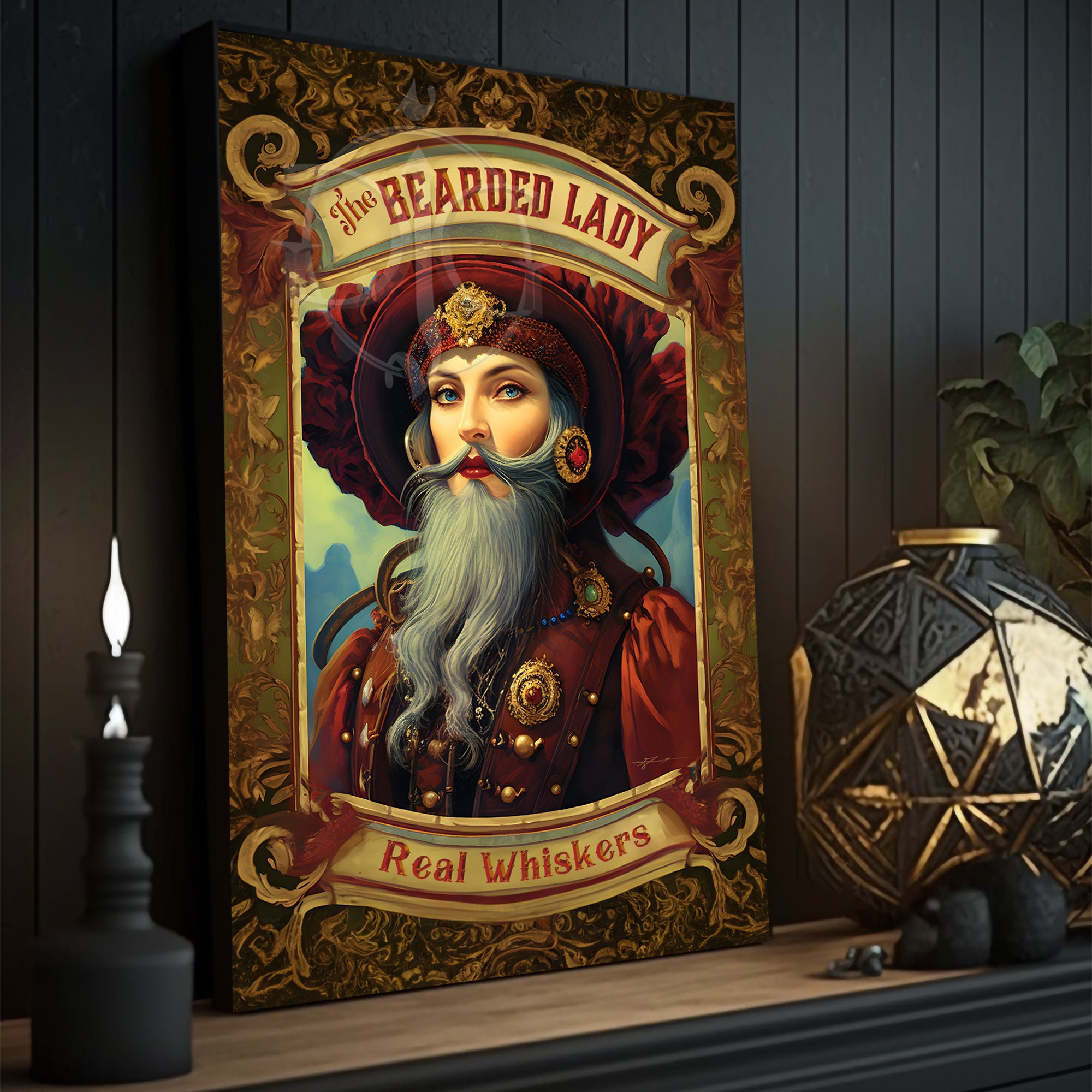 Circus Side Show Art-bearded Lady, Vintage Style Freak Show Art Print ...