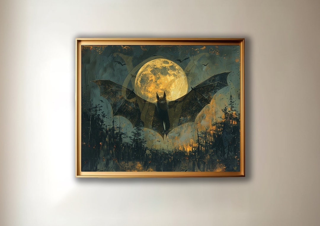 Moonshadow, Bat in the Night, Art Poster Print, Dark Academia ...