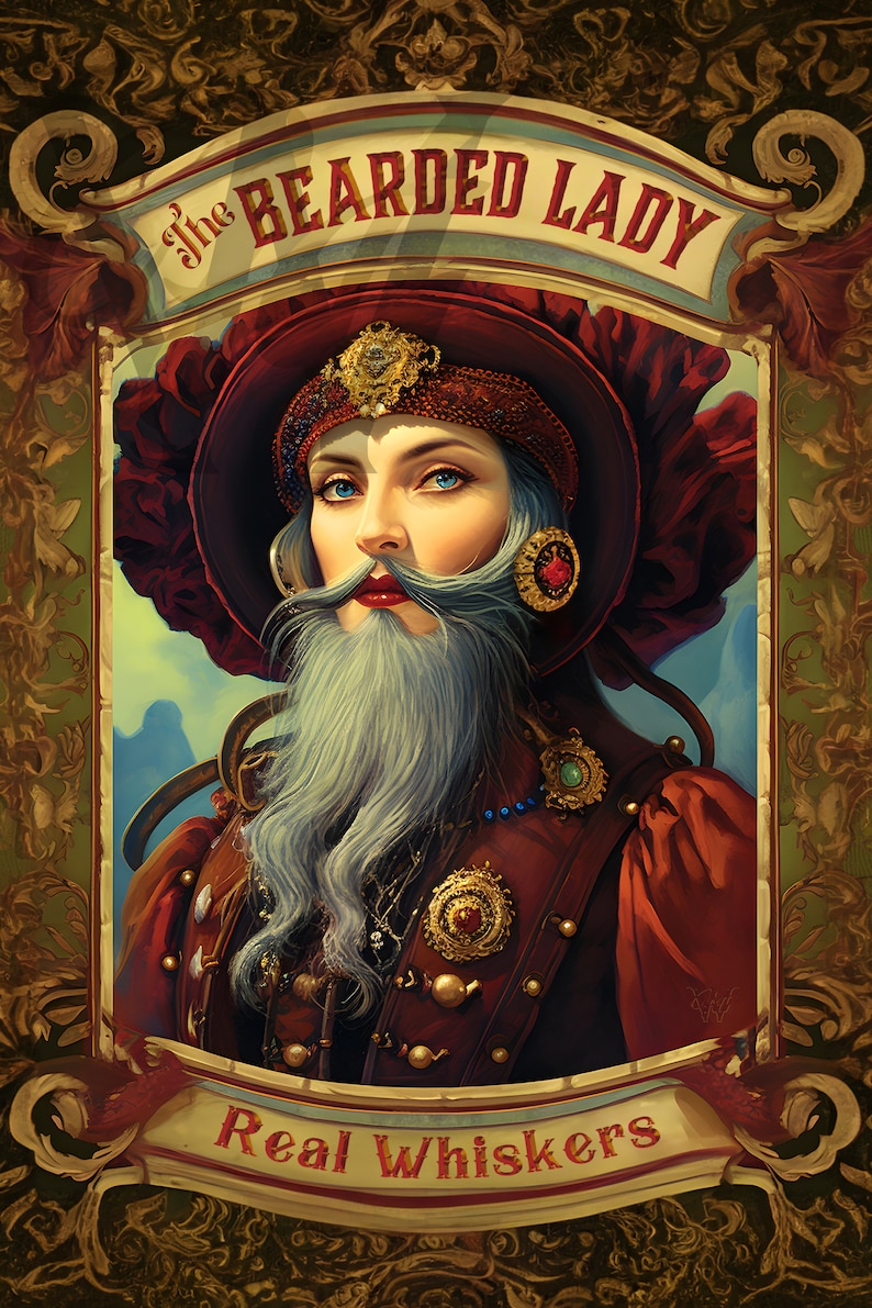 Circus Side Show Art-bearded Lady, Vintage Style Freak Show Art Print ...