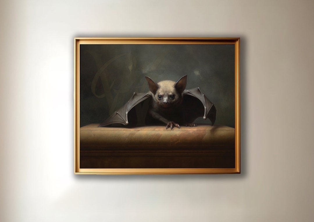 Babby Bat Print, Vintage Baroque, Renaissance Vampire Decor, Dark ...