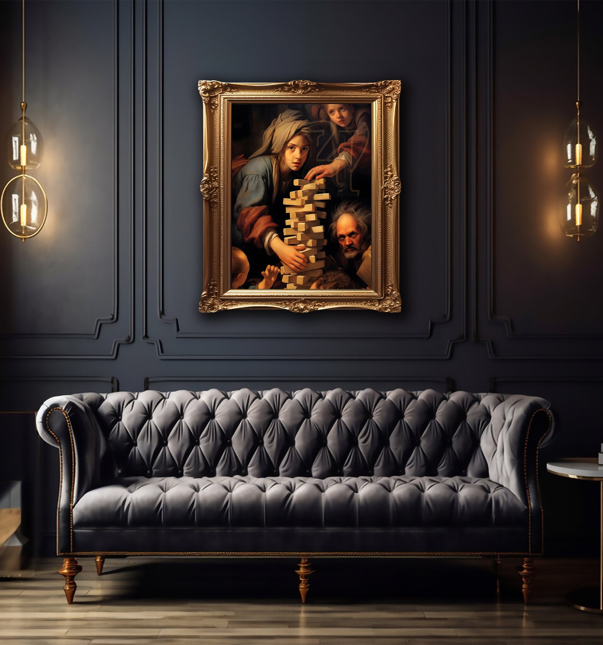 Tumbling Tower Vintage Toy Wall Art, Tower Construction Retro Toy ...