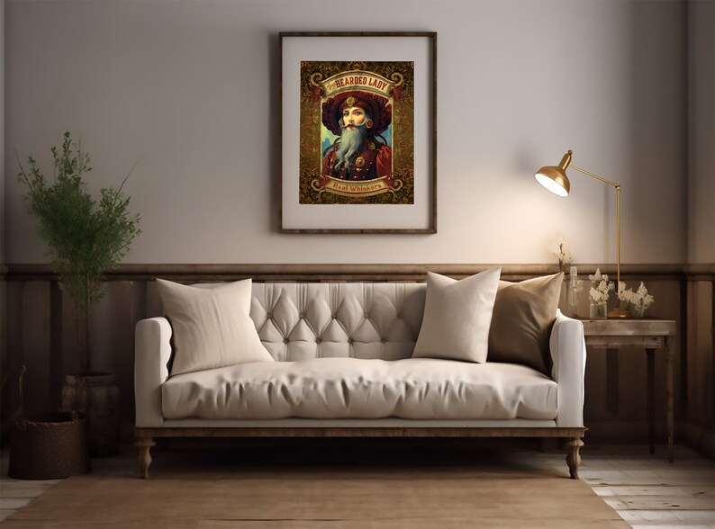 Circus Side Show Art-bearded Lady, Vintage Style Freak Show Art Print ...