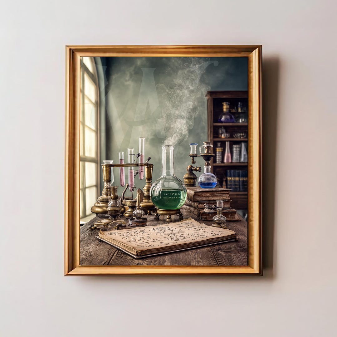 Alchemist's Desk Art Print – Vintage Science Still Life, Dark Academia ...