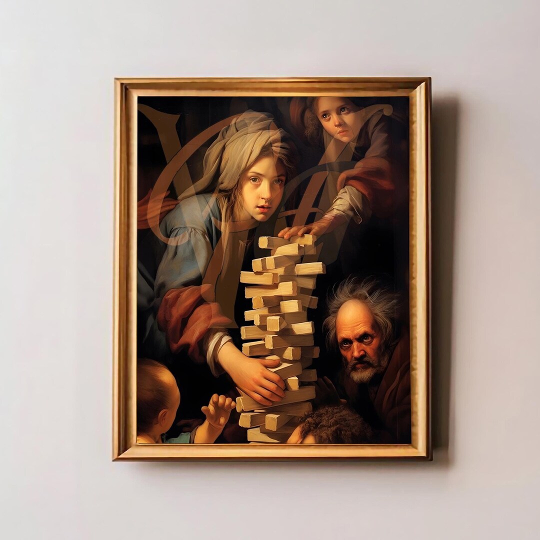 Tumbling Tower Vintage Toy Wall Art, Tower Construction, Retro Toy ...