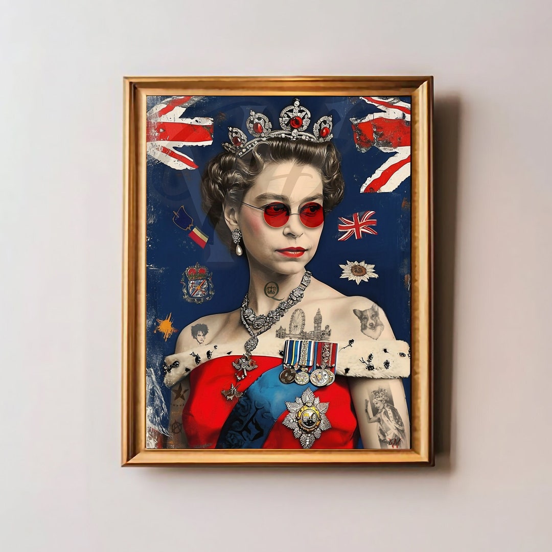 The Young Tattoo Queen Elizabeth II, British Royal Family Poster, Pop ...