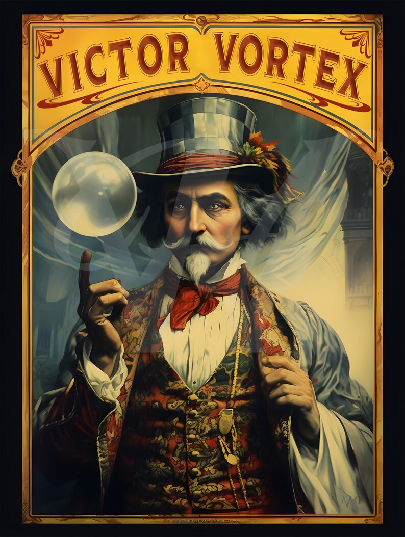 Vintage Style Magician Poster, Vintage Style Freak Show Art Print ...