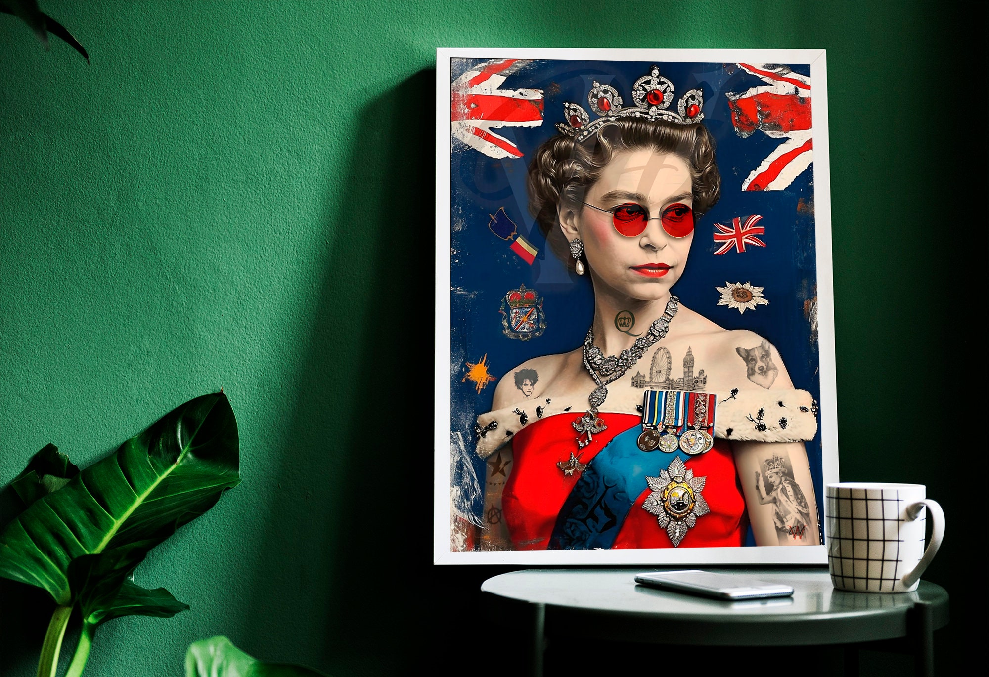 The Young Tattoo Queen Elizabeth II, British Royal Family Poster, Pop ...