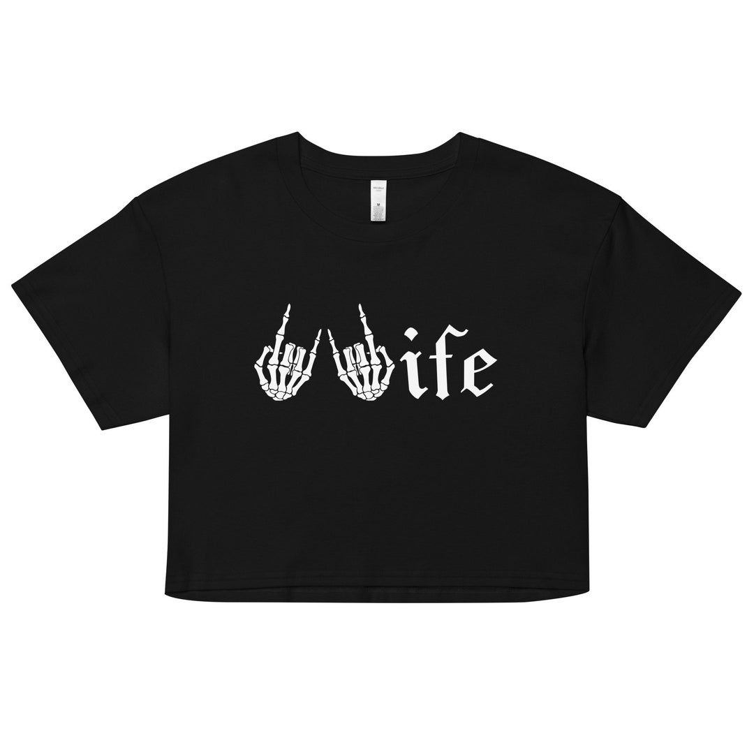 Rockin' Wife Crop Top Skeleton Wife T-shirt, Goth Bride, Goth Wife, Emo ...