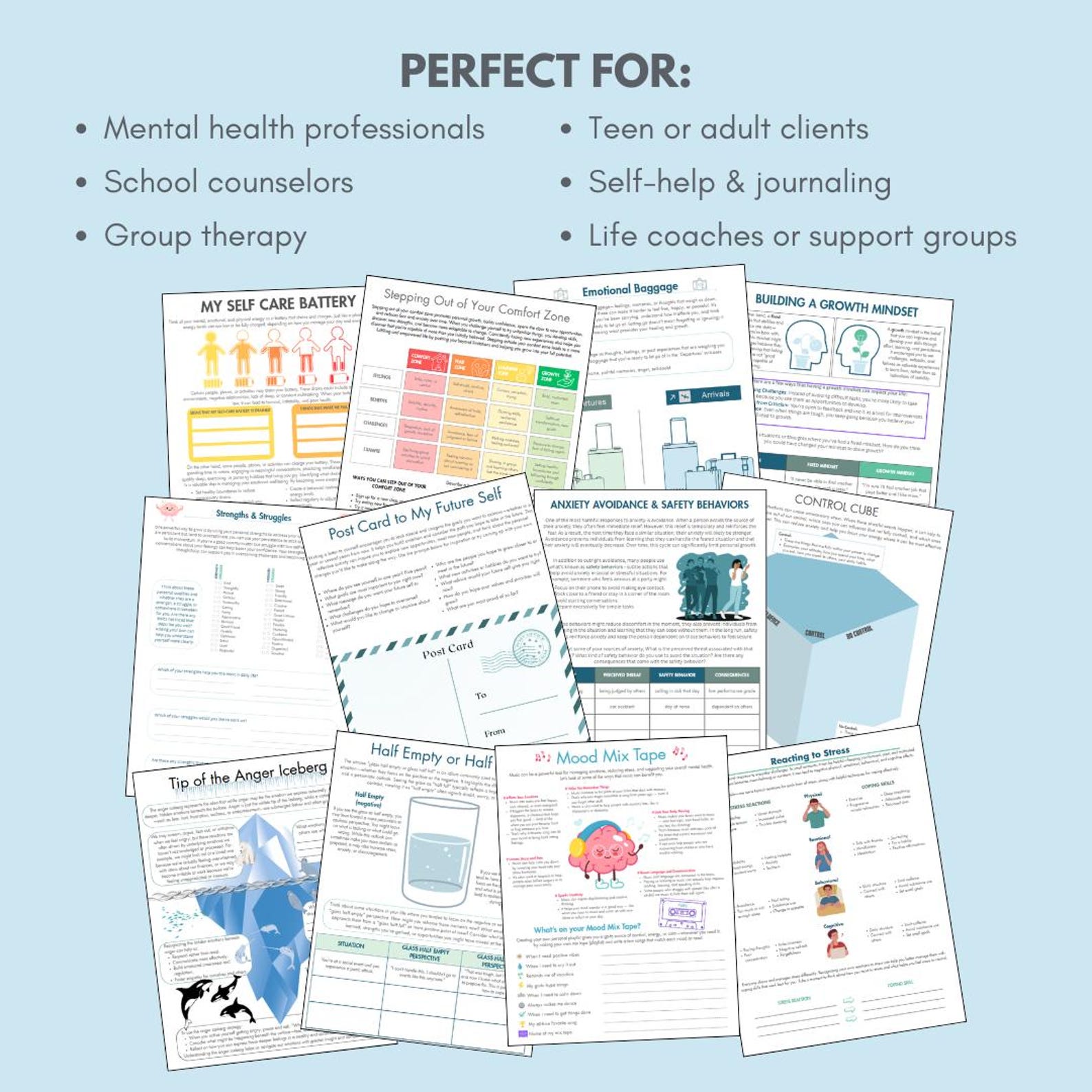 Mental Health Worksheet Bundle | Therapy Worksheets for Self-discovery ...