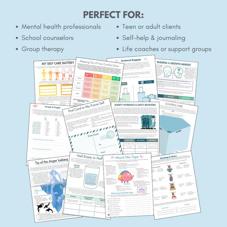 Mental Health Worksheet Bundle | Therapy Worksheets for Self-discovery ...