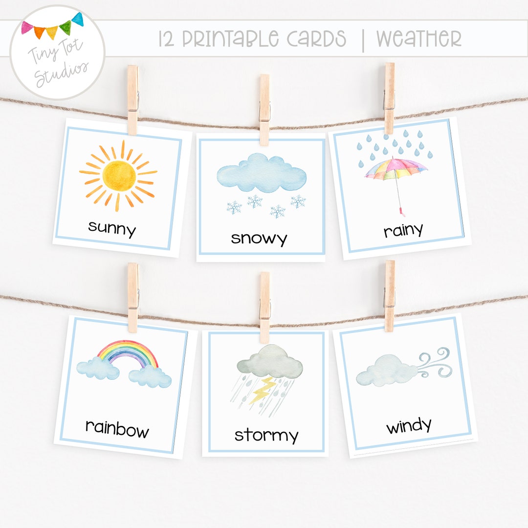 12 Weather Cards | Educational Flash Cards | Pre-school | Kindergarten ...