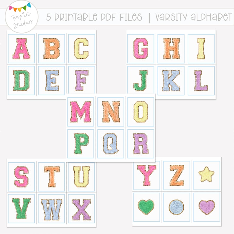 30 Varsity Alphabet Flash Cards | Educational Flash Cards | Pre-school ...