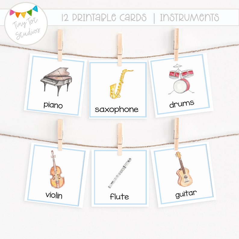 12 Instrument Flash Cards Educational Flash Cards Pre-school ...