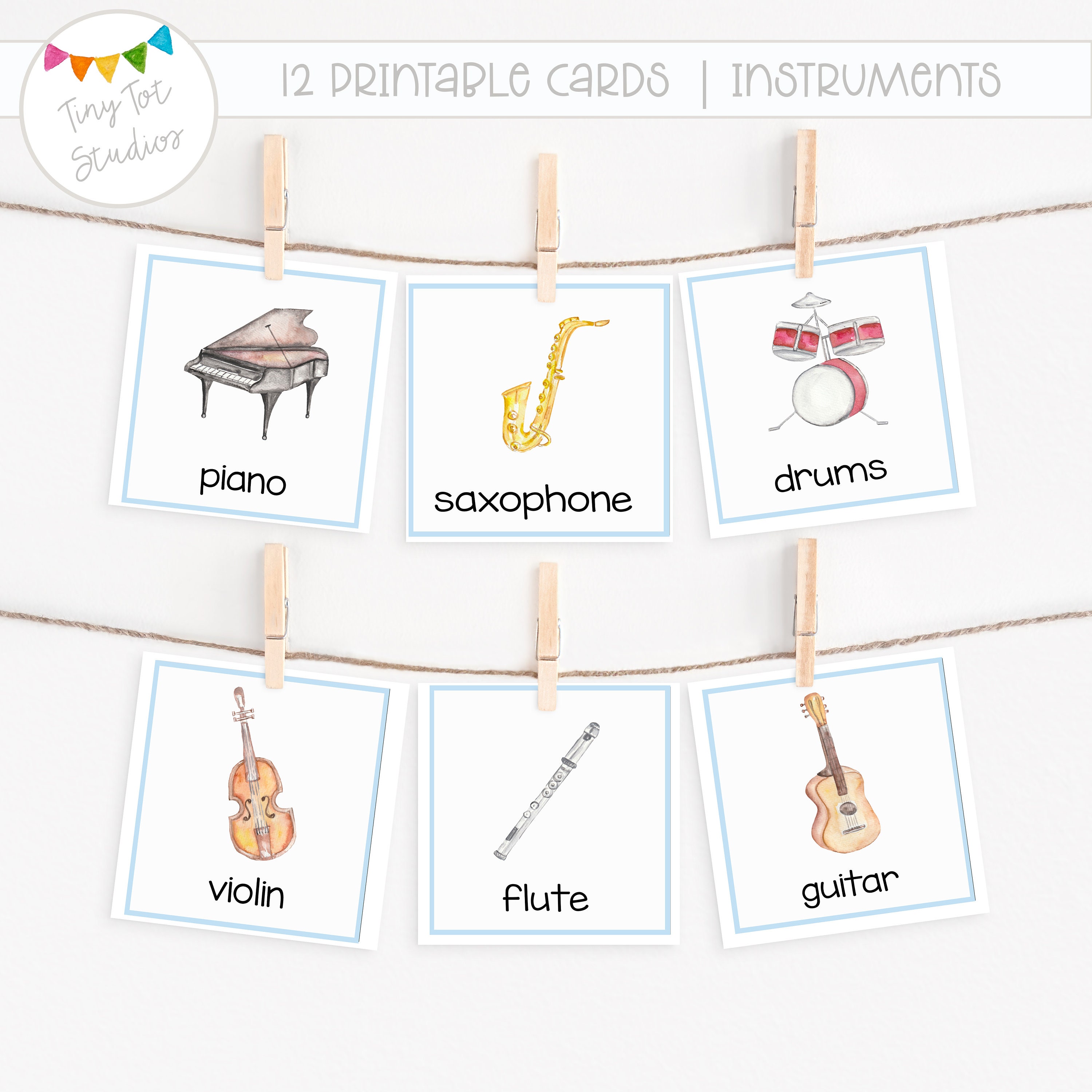 12 Instrument Flash Cards | Educational Flash Cards | Pre-school ...