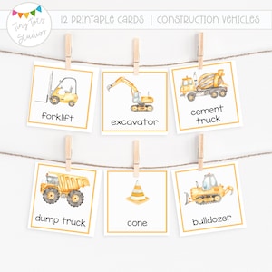 12 Construction Vehicle Flash Cards | Educational Flash Cards | Pre ...